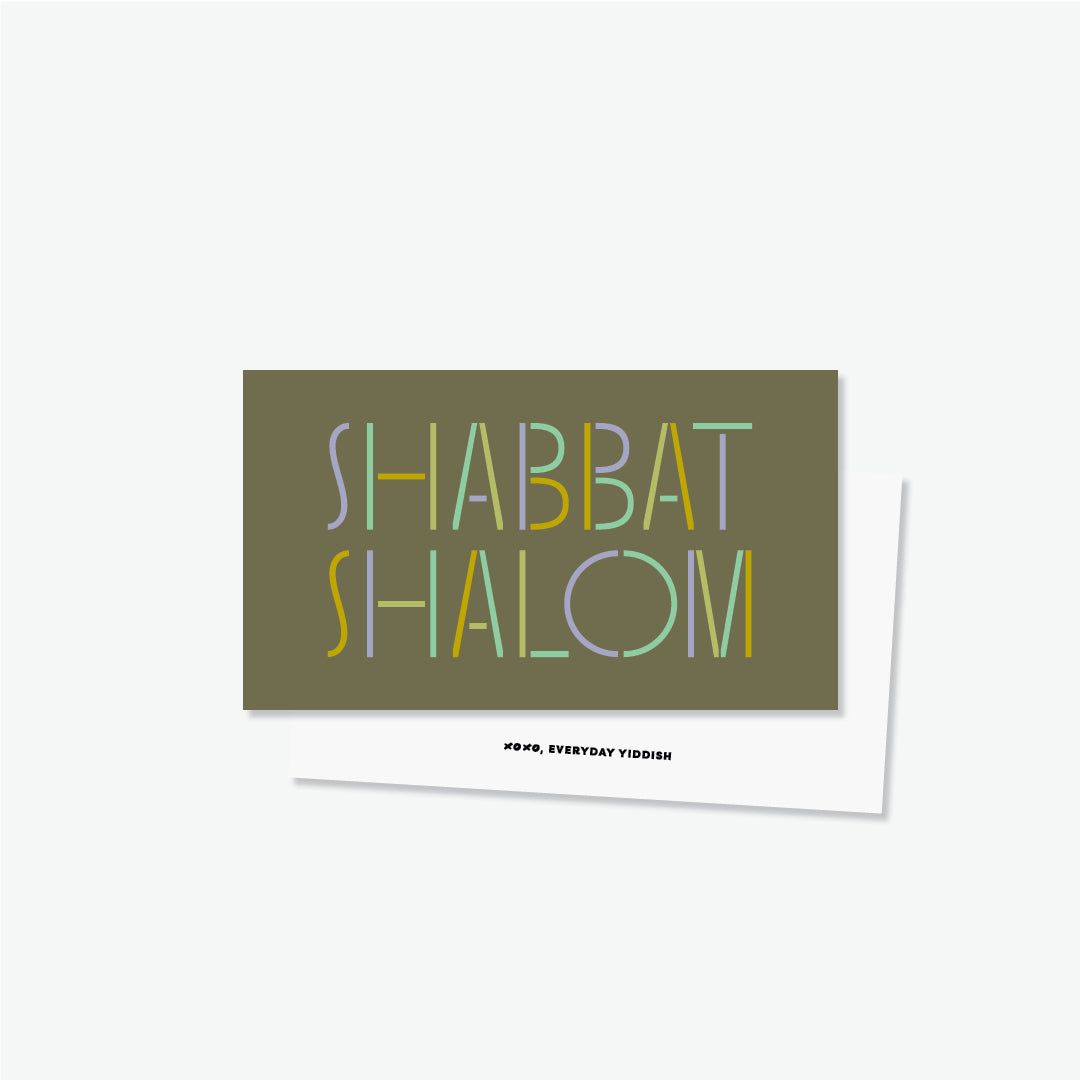 Shabbat Shalom Mini Notecards - Green – Everyday Yiddish
